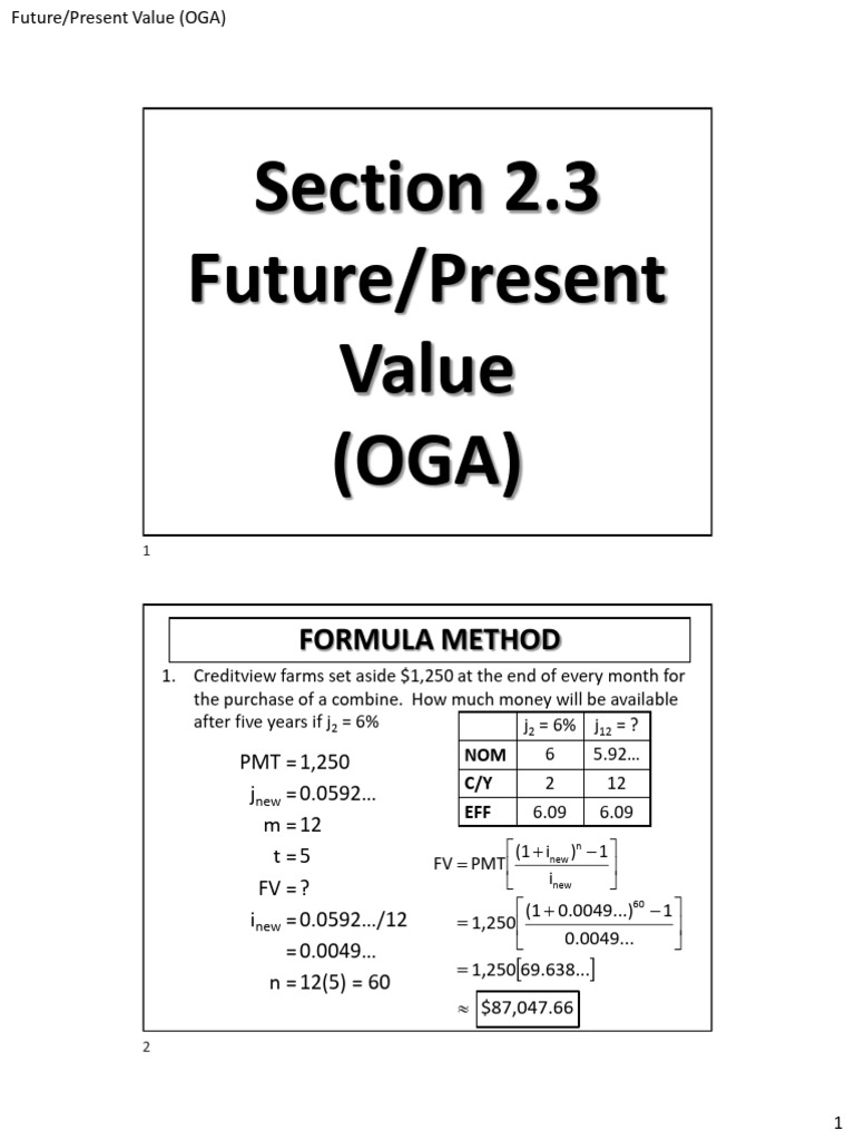 2.3 - Future-Present Value (OGA) (BA II Plus) (Solutions) | PDF ...