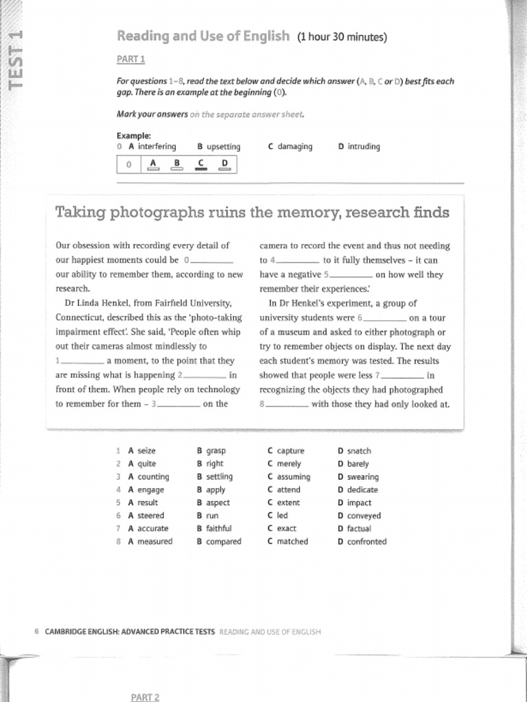 CAE - Reading and Use of English - Practise | PDF | Language Acquisition