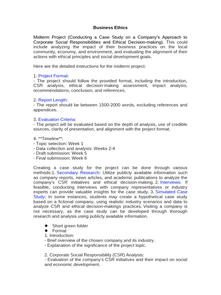 Business Ethics - Midterm and Final Project | PDF | Business Ethics ...