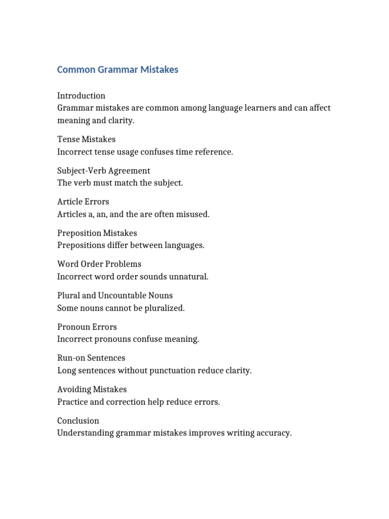 4 Common Grammar Mistakes (1) | PDF