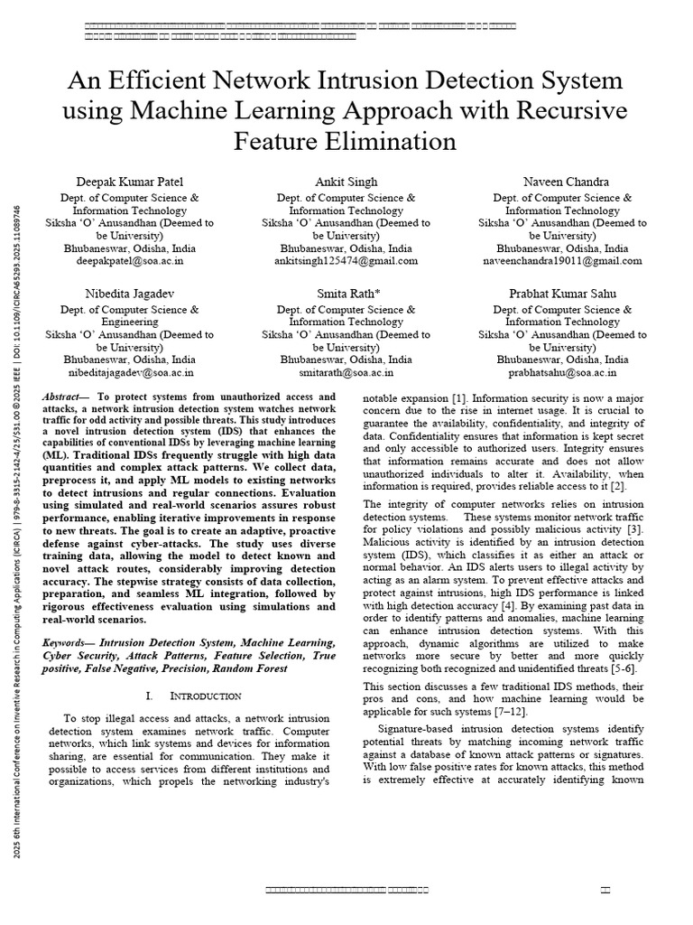 An Efficient Network Intrusion Detection System Using Machine Learning ...