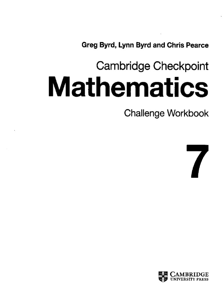 Cambridge Checkpoint Mathematics 7 Challenge Workbook | PDF