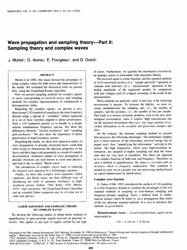 Wave Propagation and Sampling Theory - Part II Samp | PDF | Wavelet | Waves