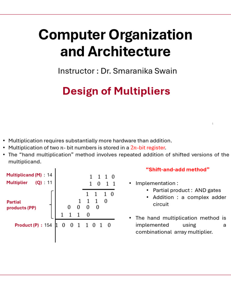 LectureNotes Multipliers | PDF | Multiplication | Theoretical Computer ...