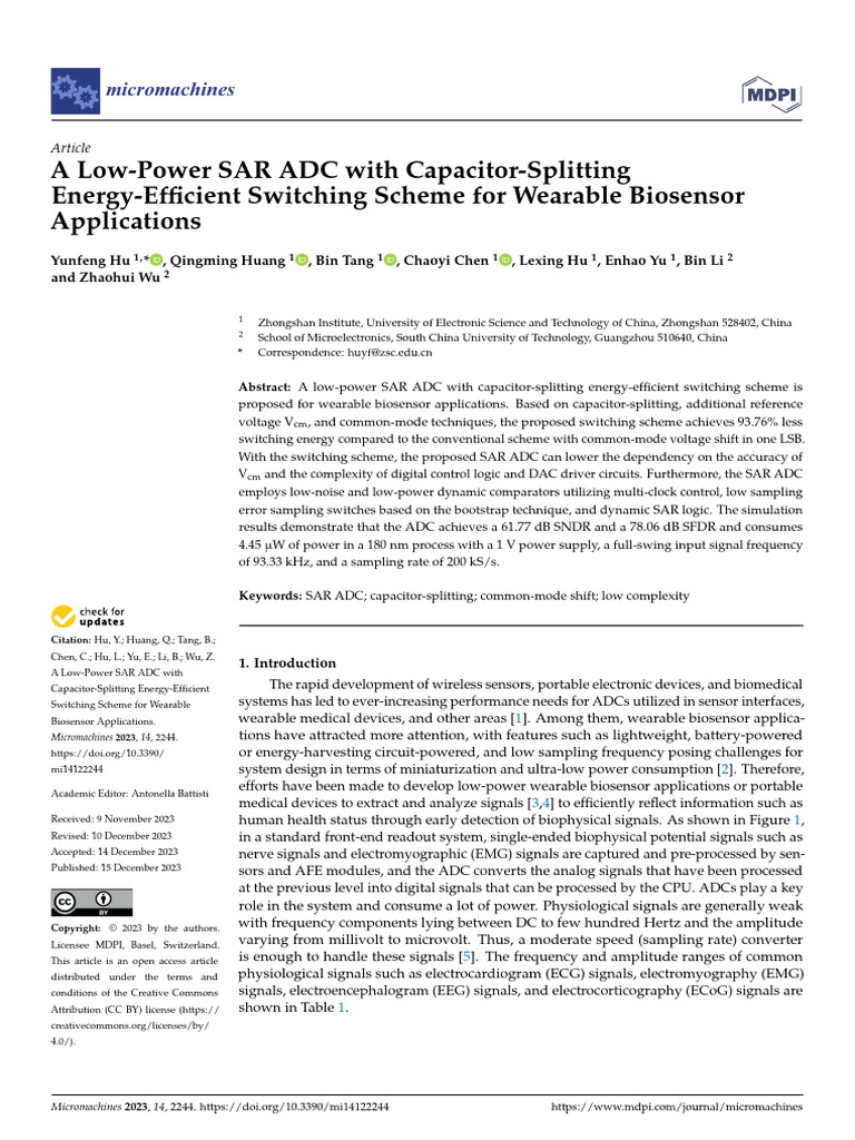 A Low-Power SAR ADC With Capacitor-Splitting Energy-Efficient Switching ...