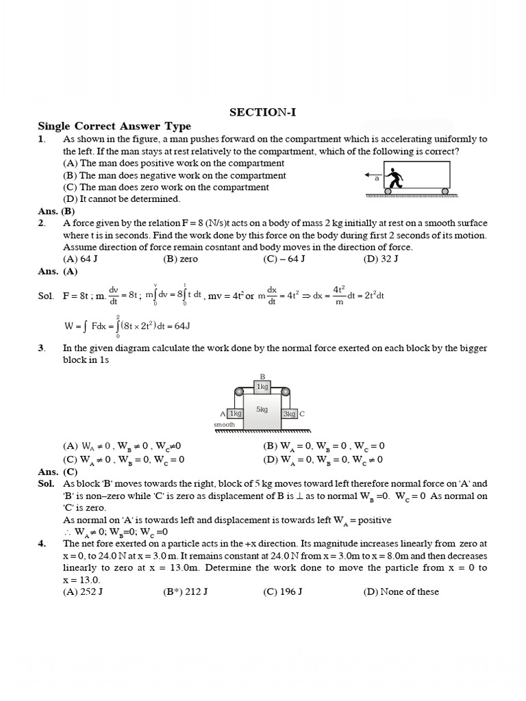 Solutions_Work Power Energy - Extra Practice Questions 2 | PDF | Force ...
