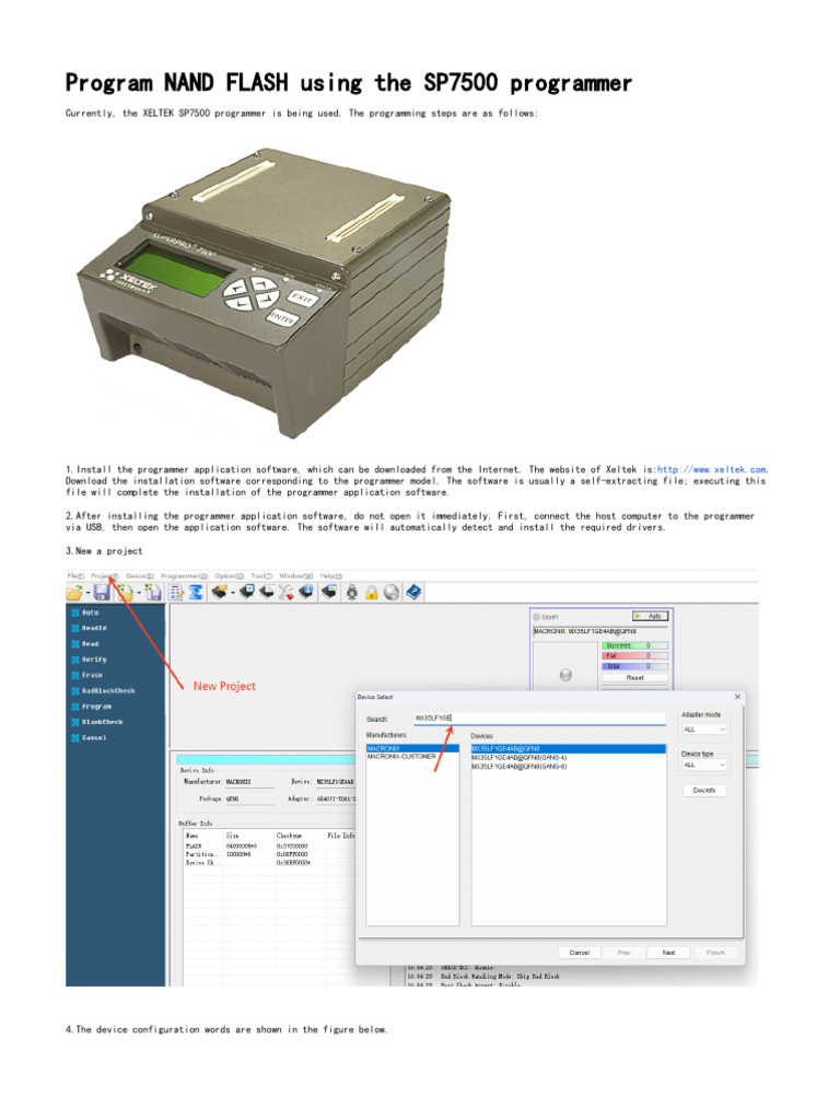 Program NAND FLASH Using The SP7500 Programmer | PDF