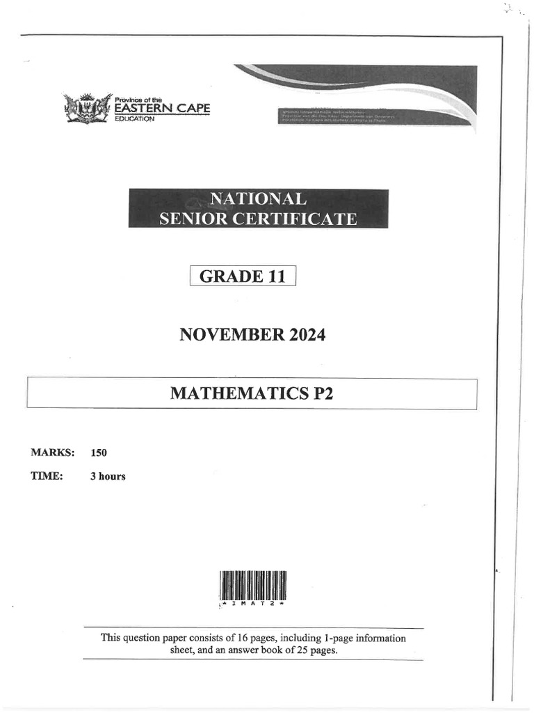 Maths p1 Grade 11 | PDF