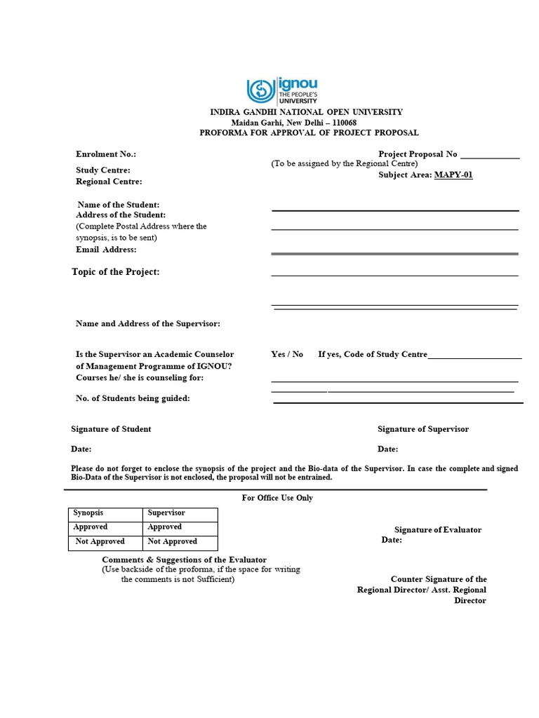 IGNOU Synopsis Approval Proforma | PDF