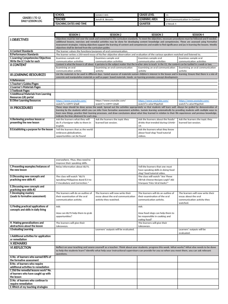 OC Q1 W5 | PDF | Learning | Teachers