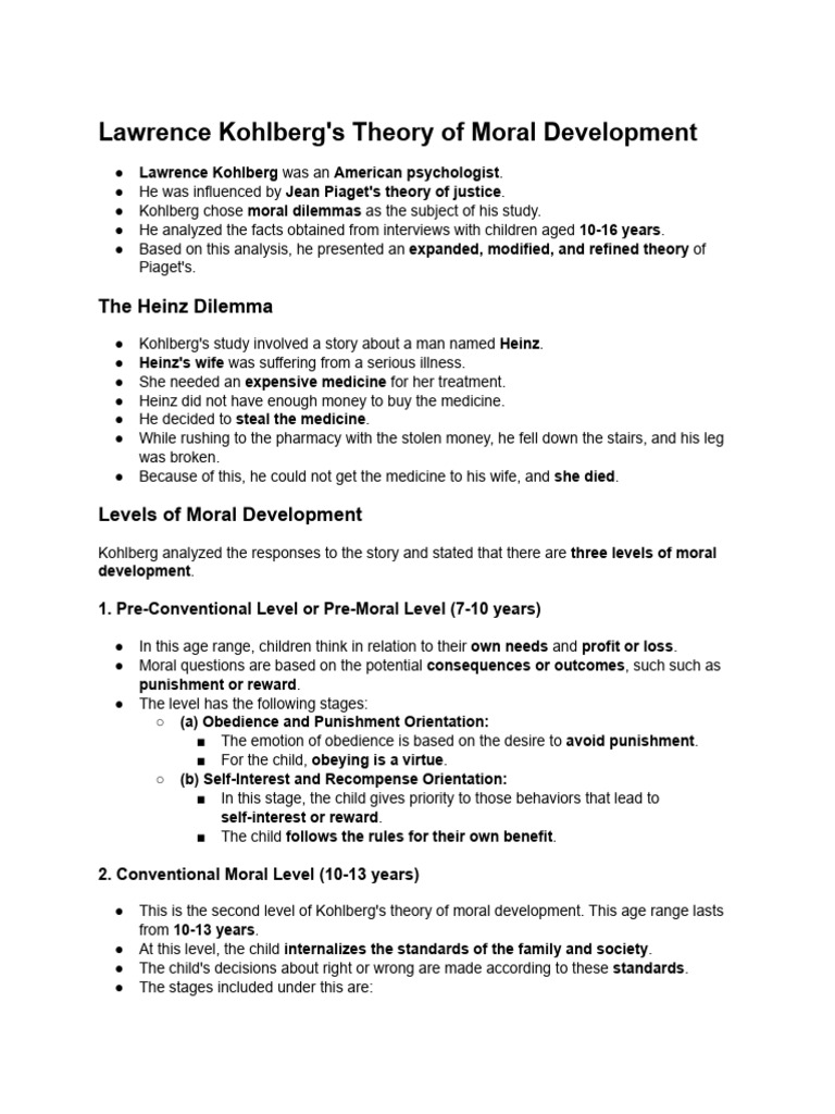 Kohlberg's Theory of Moral Development | PDF | Cognition | Social ...