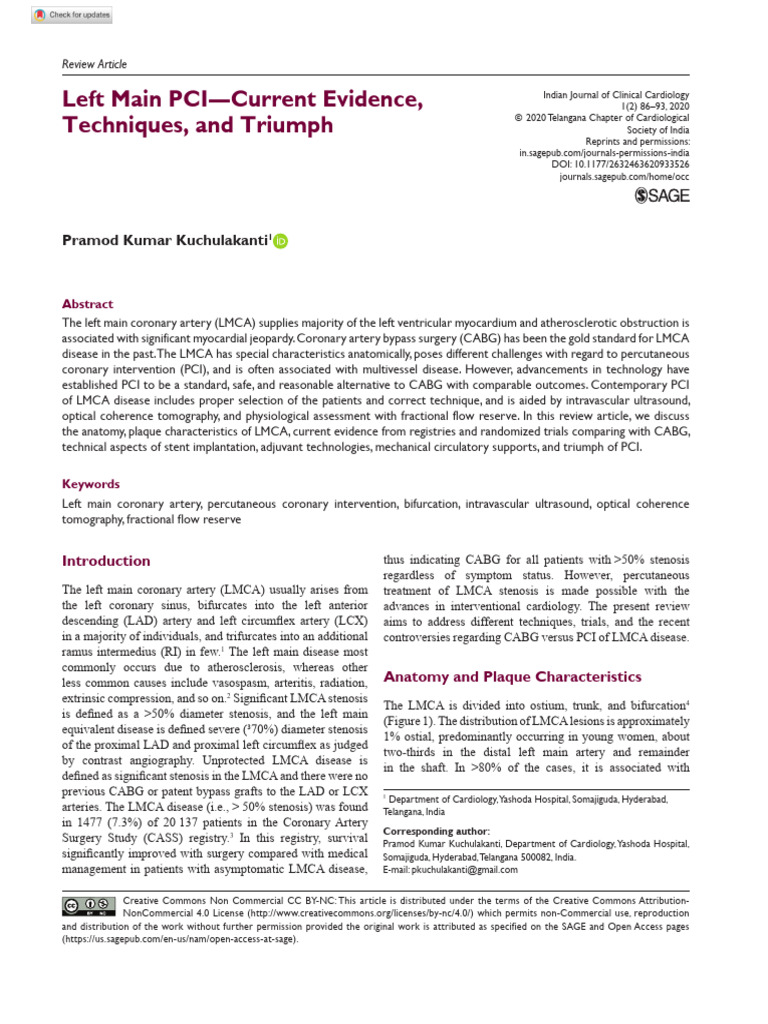 Left Main PCI Evidence, Techniques, Triumph | PDF | Percutaneous ...