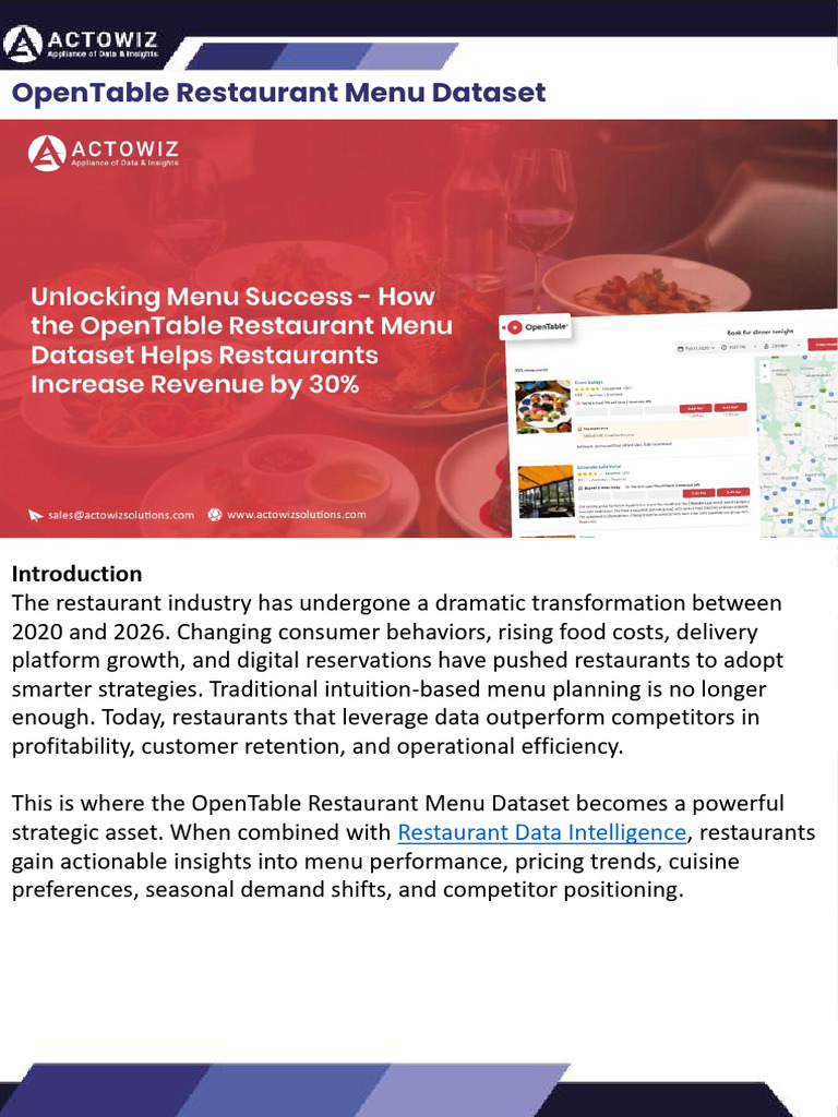 OpenTable Restaurant Menu Dataset | PDF | Pricing | Restaurants