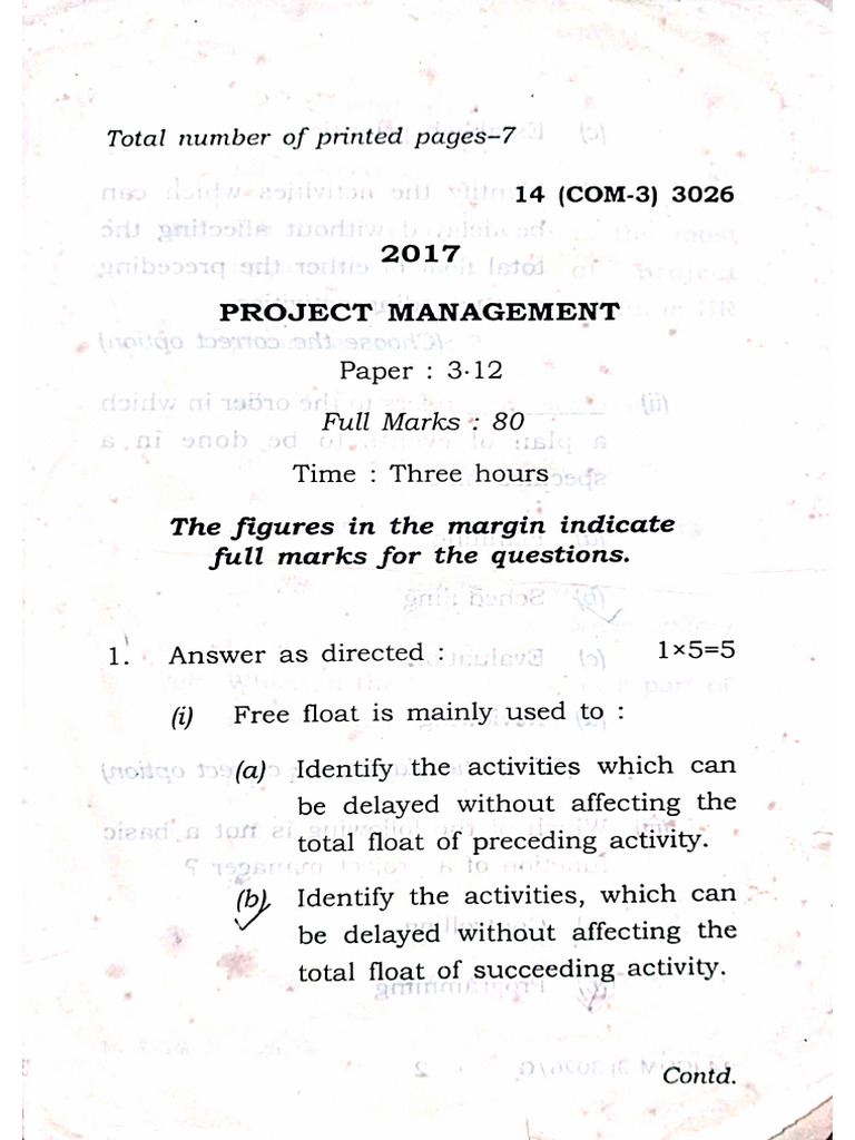Project Management PYQ | PDF