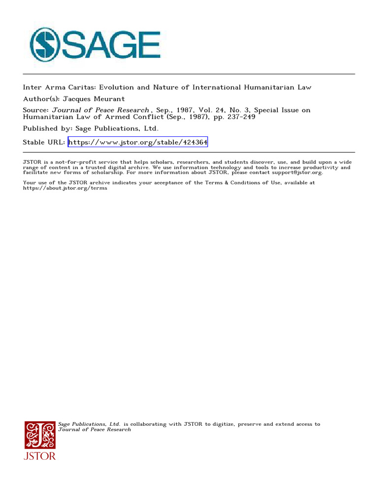 Meurant InterArmaCaritas 1987 | PDF | International Humanitarian Law ...