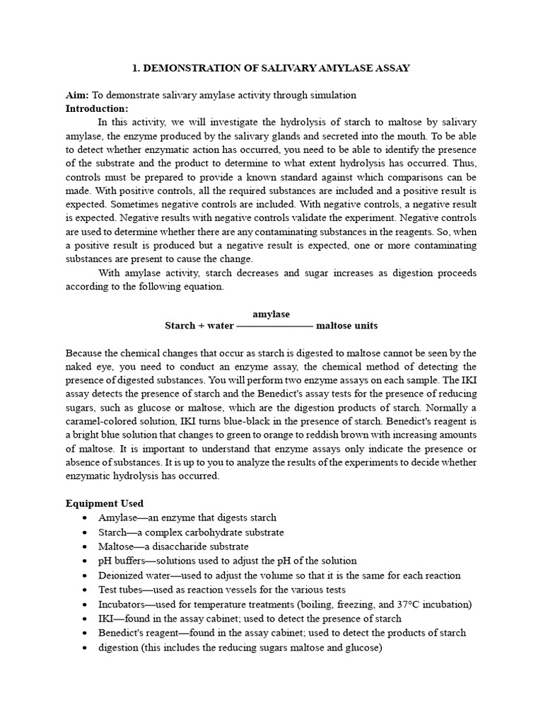 Amylase Pepsin Lipase Assays | PDF | Digestion | Starch