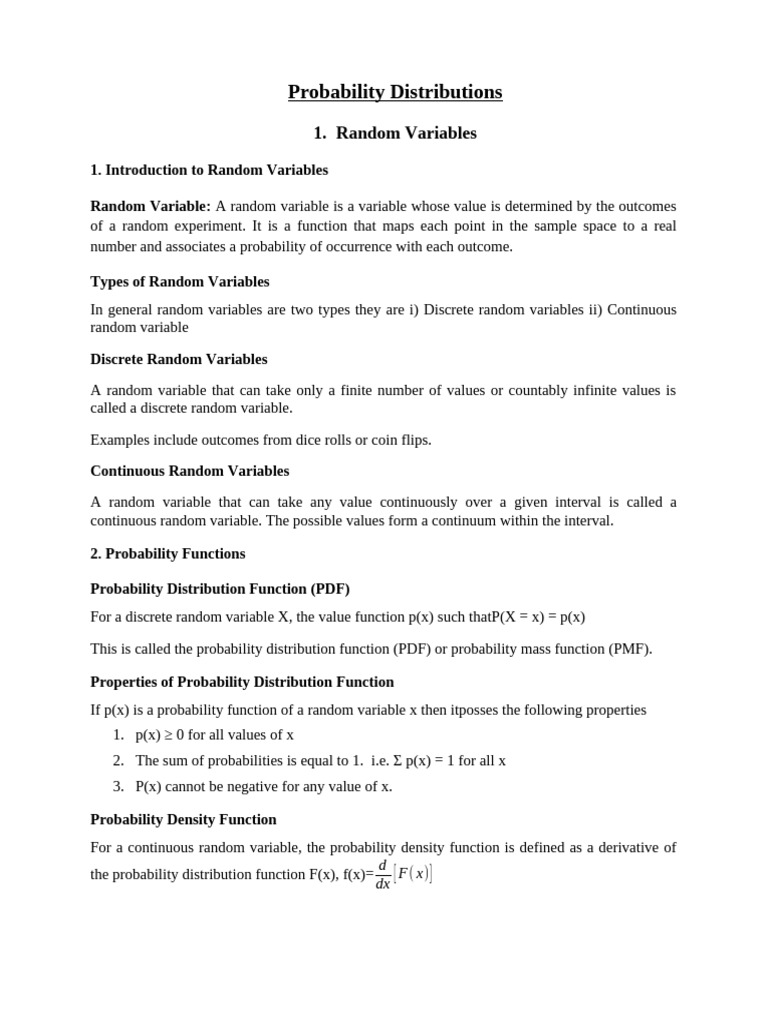 Probability Distributions 29-12-2025 | PDF | Random Variable ...