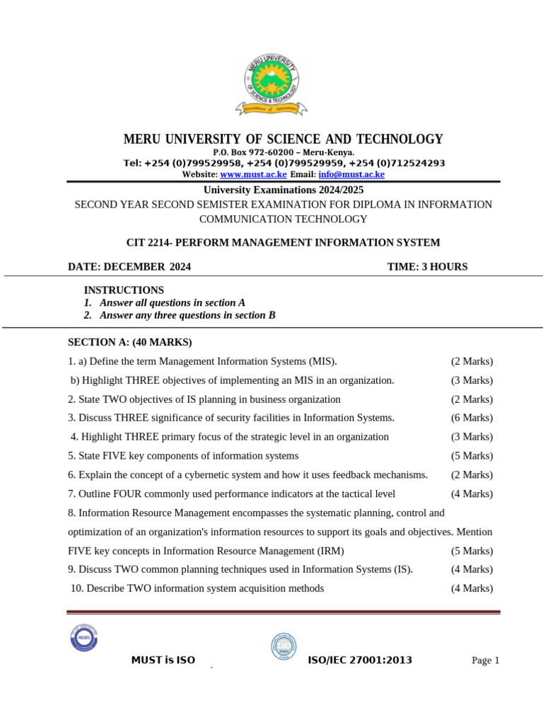 Cit 2214 Perform Management Information System 1 | PDF