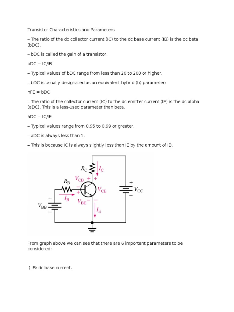 Transistor Characteristics and Parameters | PDF | P–N Junction | Transistor