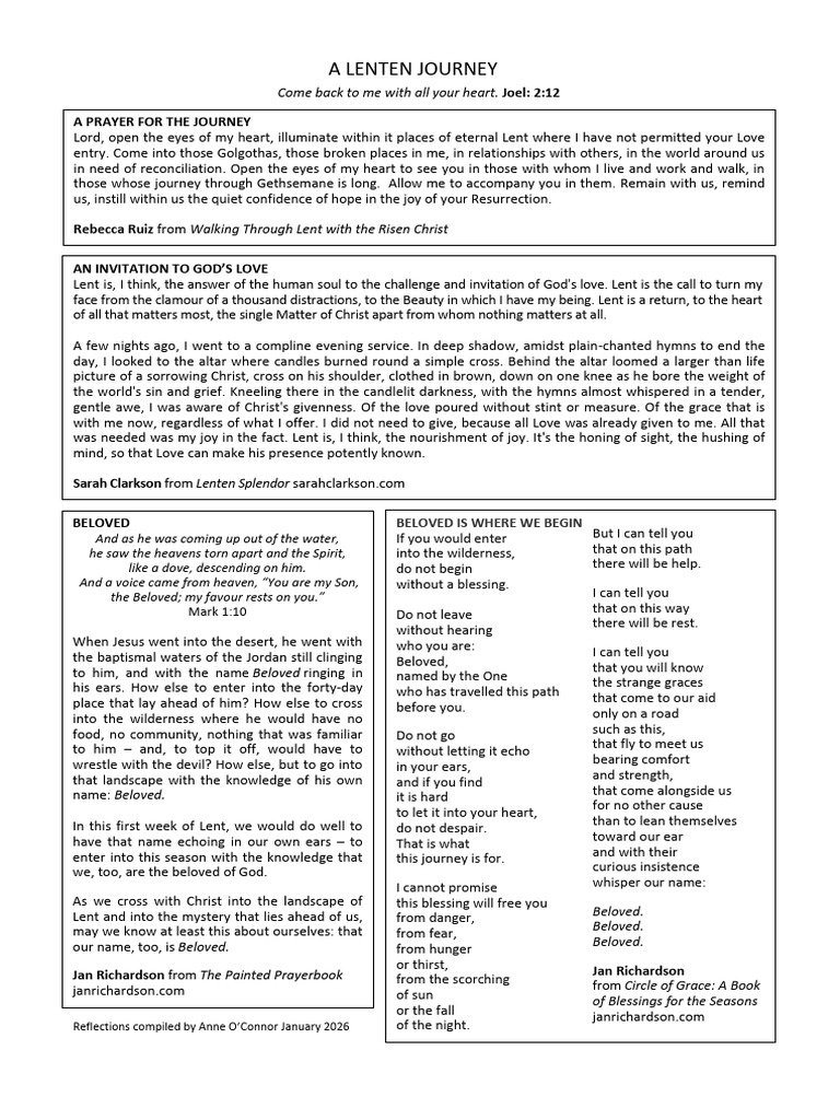 Lent Reflection Sheet 2026 | PDF | Lent | Jesus
