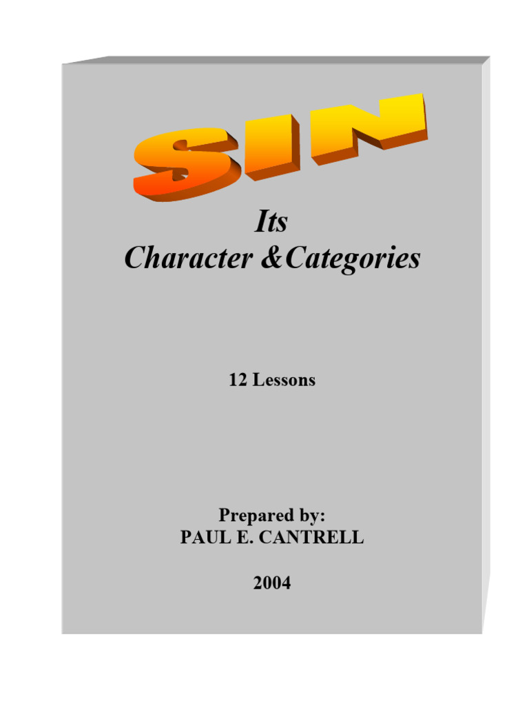 SIN - Its Character and Categories | PDF | Sin | Envy