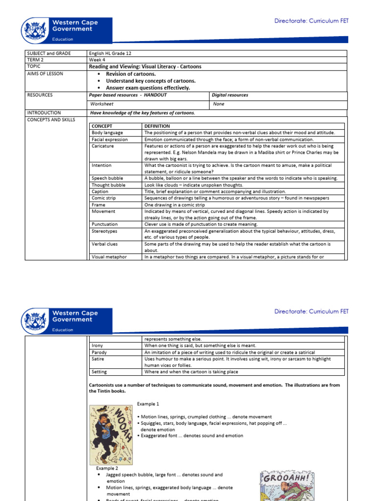 English HL Cartoon Grade 12 Term 2 Week 4_2020 2 | PDF | Cartoon