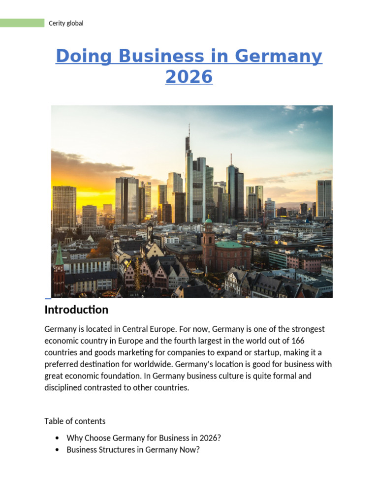 Doing Business in Germany 2026 | PDF | Business | Germany