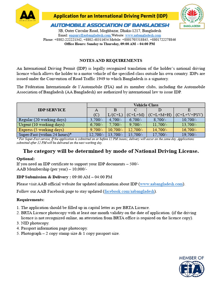 Notes and Requirements Idp 14.01.2025 Updated | PDF | Driving