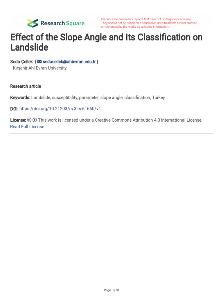 Effect of the Slope Angle and Its Classification o | PDF | Landslide ...