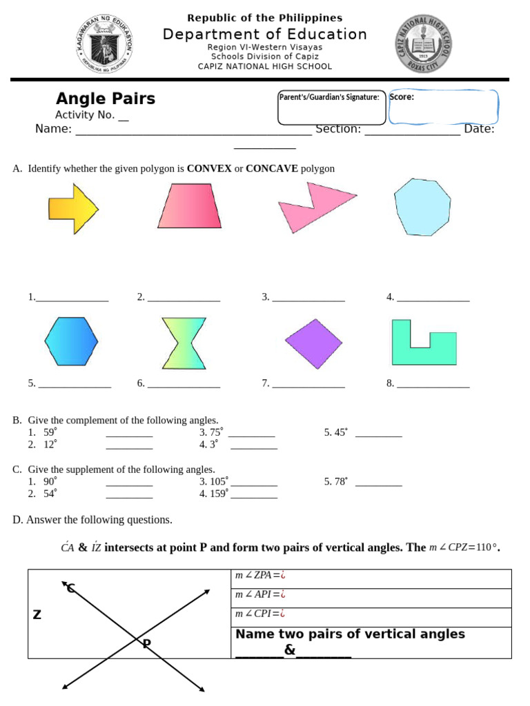 Angle Pairs | PDF