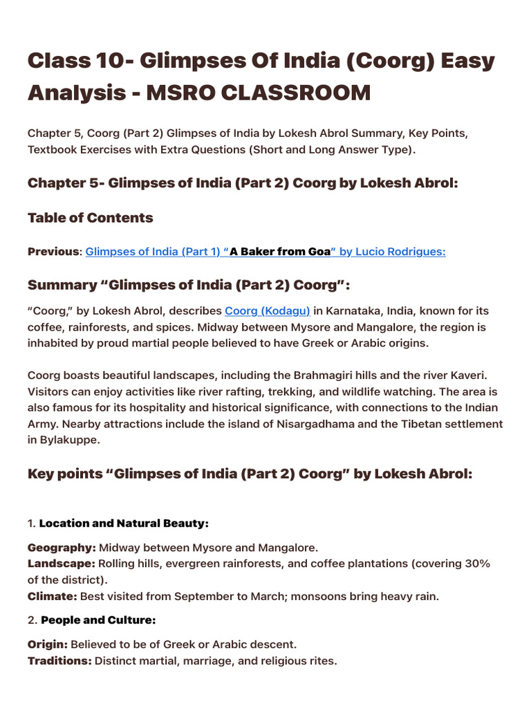 Coorg | PDF