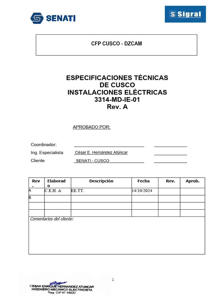 3314-EETT-IE-01 | PDF | Conductor electrico | Enchufes y tomas de ...