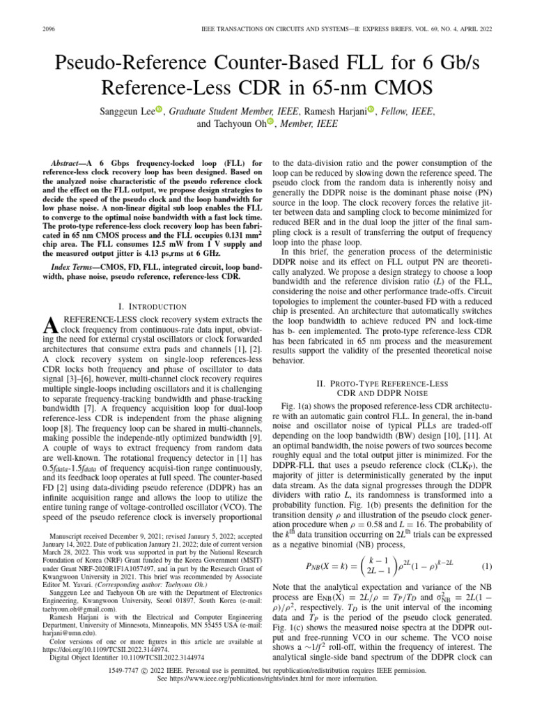 Pseudo-Reference Counter-Based FLL for 6 Gb s Reference-Less CDR in 65 ...