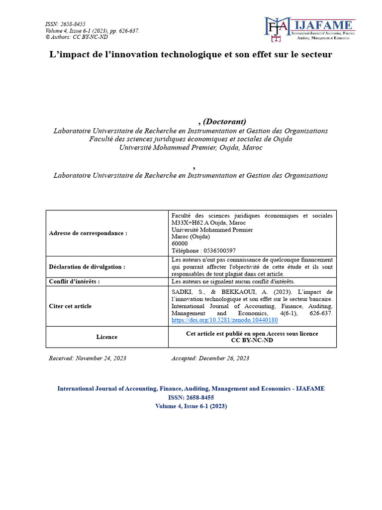 L'Impact de L'innovation Technologique Et Son Effet Sur Le Secteur ...