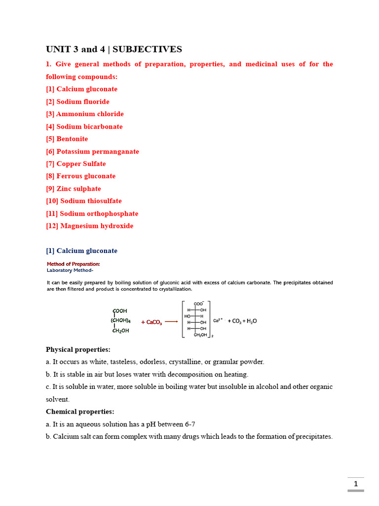 UNIT 3 and 4 - PUT Important Questions | PDF | Magnesium | Calcium