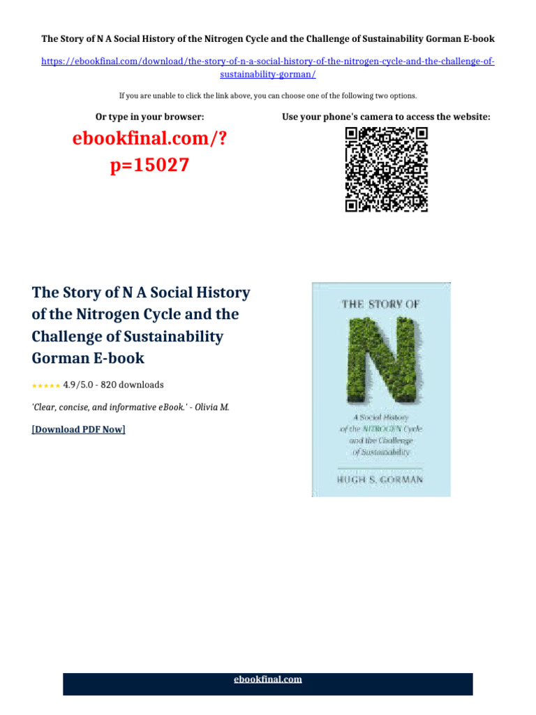 The Story of N A Social History of the Nitrogen Cycle and the Challenge ...