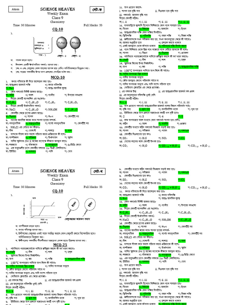 Chemistry 2 CQ+MCQ | PDF