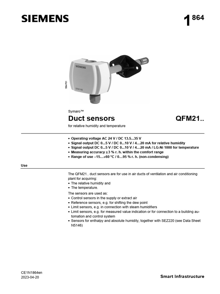 24897_Duct Sensors QFM21.. With 0..5 v Output_en | PDF | Direct Current ...