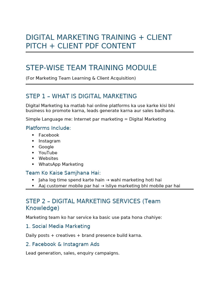 Digital Marketing Training & Client Pitch Material | PDF | Digital ...