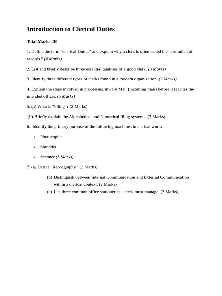Introduction To Clerical Duties | PDF