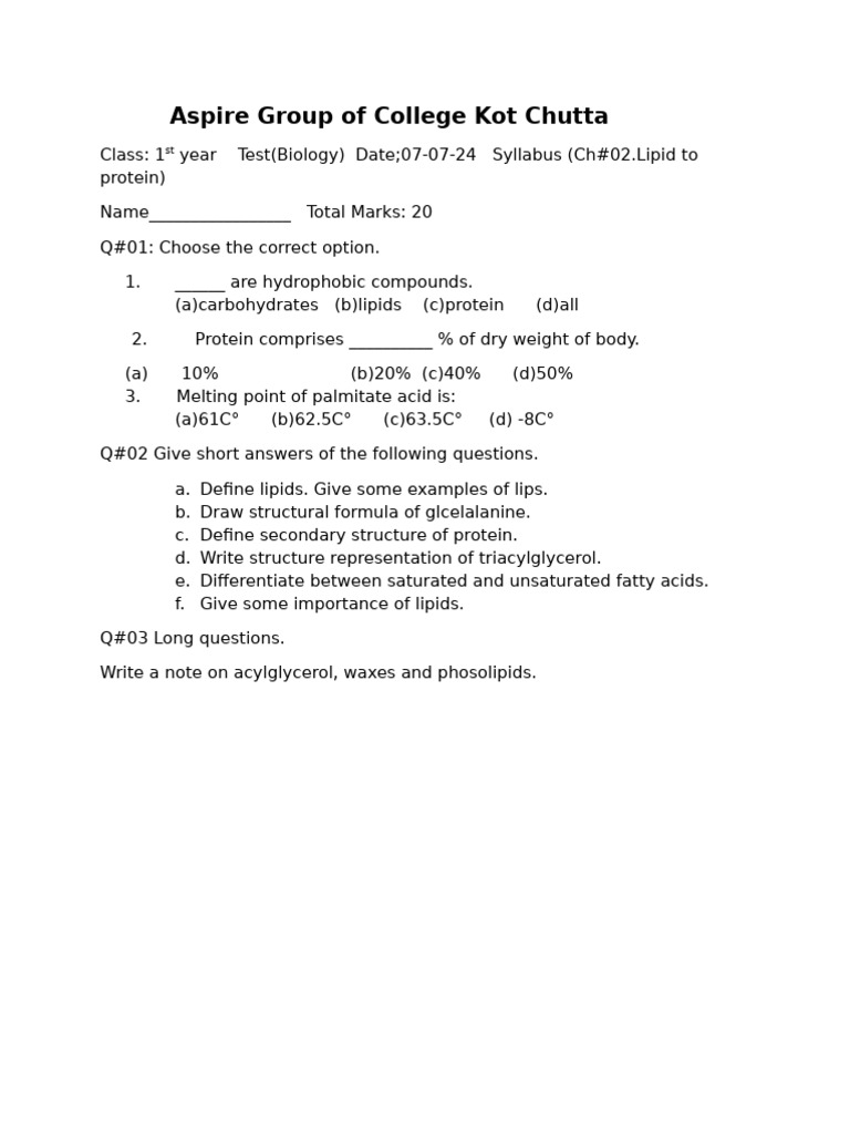 1st Year Bio | PDF