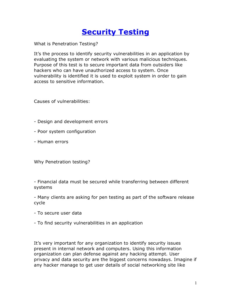 Security Testing | PDF | Penetration Test | Computer Security