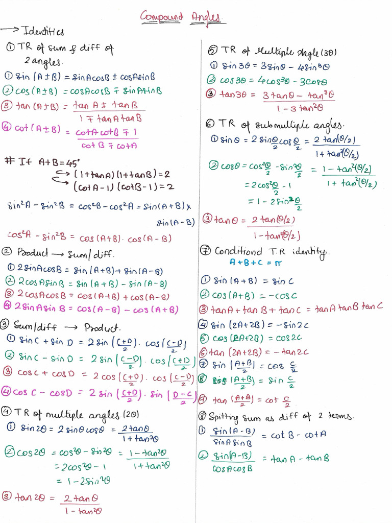 Compound Angles | PDF