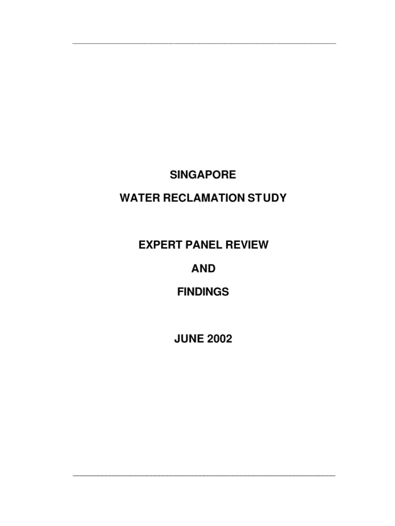 Singapore Water Reclaimation Study Expert Panel Review and Study | PDF ...