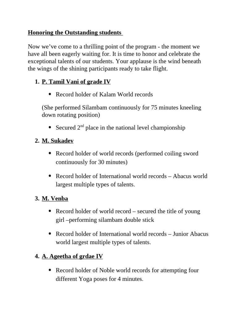Honoring The Outstanding Students Final | PDF