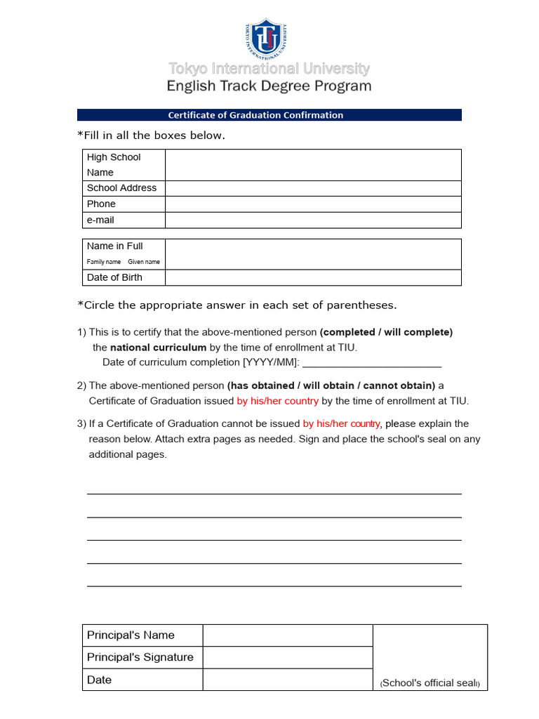 Letter of Expected Graduation | PDF