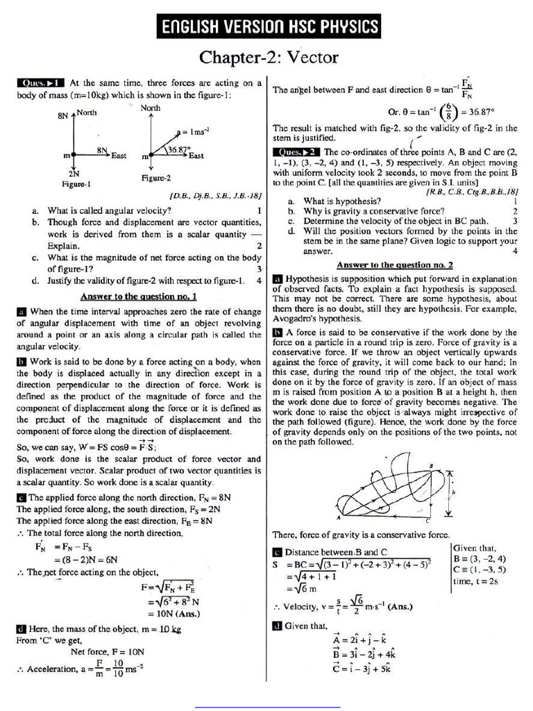 Ev Hsc 1st Paper 2nd Chapter Physics Note. Vector | PDF