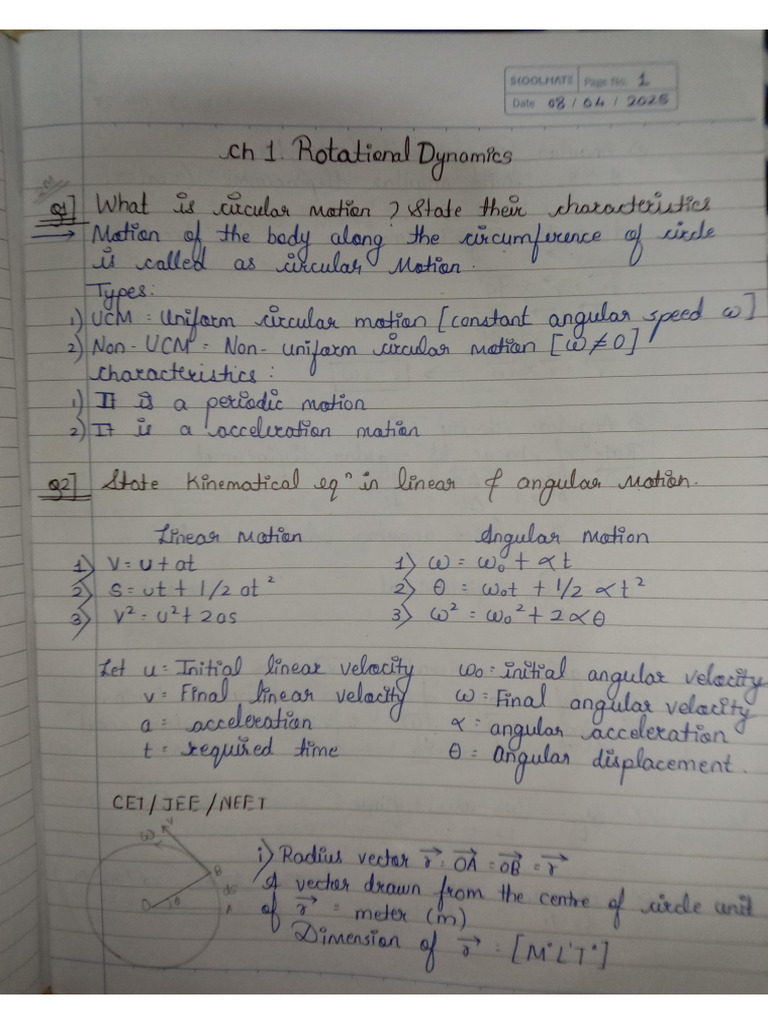 Chapter 1 Rotational Dynamics | PDF