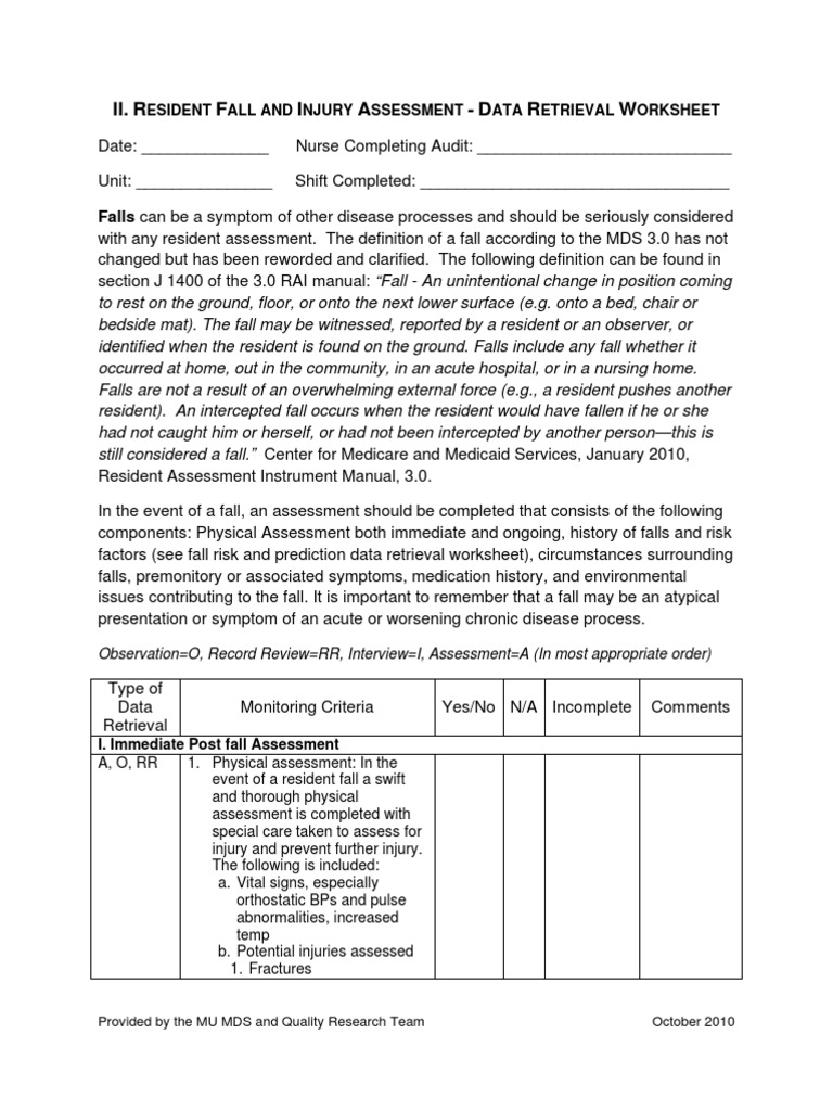 Resident Fall and Injury | PDF | Nursing Home Care | Medicine