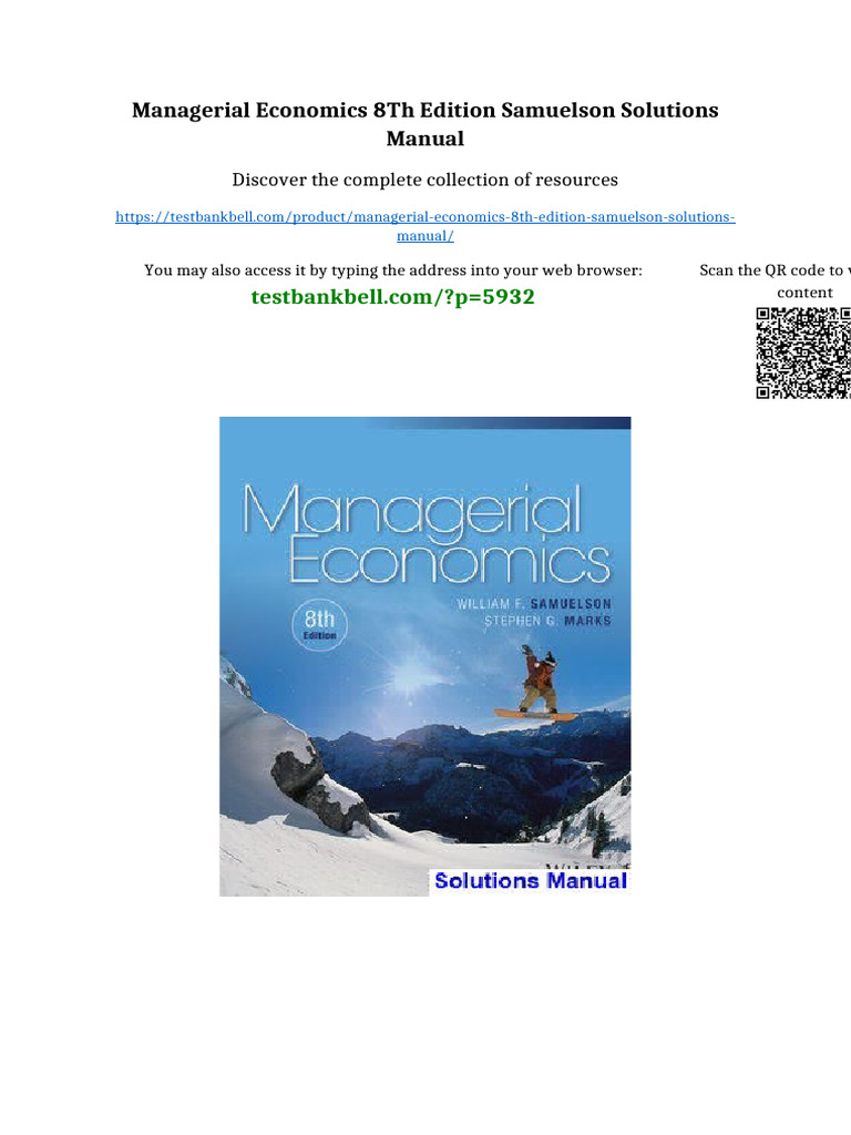 Managerial Economics 8th Edition Samuelson Solutions Manual Full ...